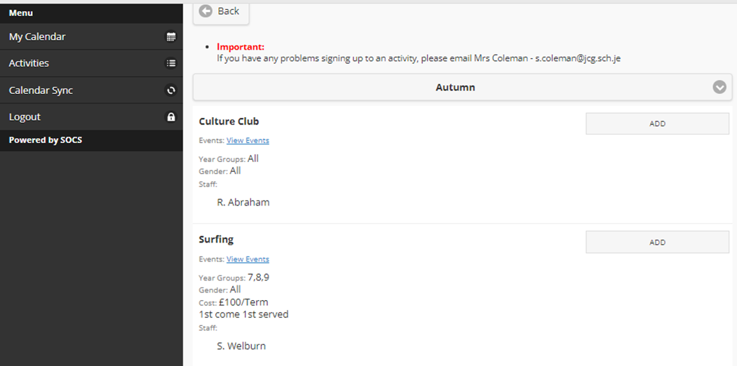 Student and Parent User Guide to SOCS | Jersey College for Girls